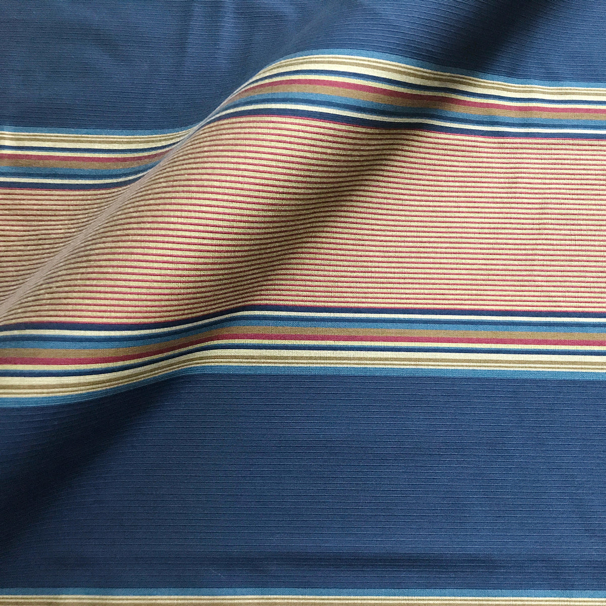 Blue Multi-Colored Wide Stripe Upholstery Fabric 54" – Plankroad Home Decor