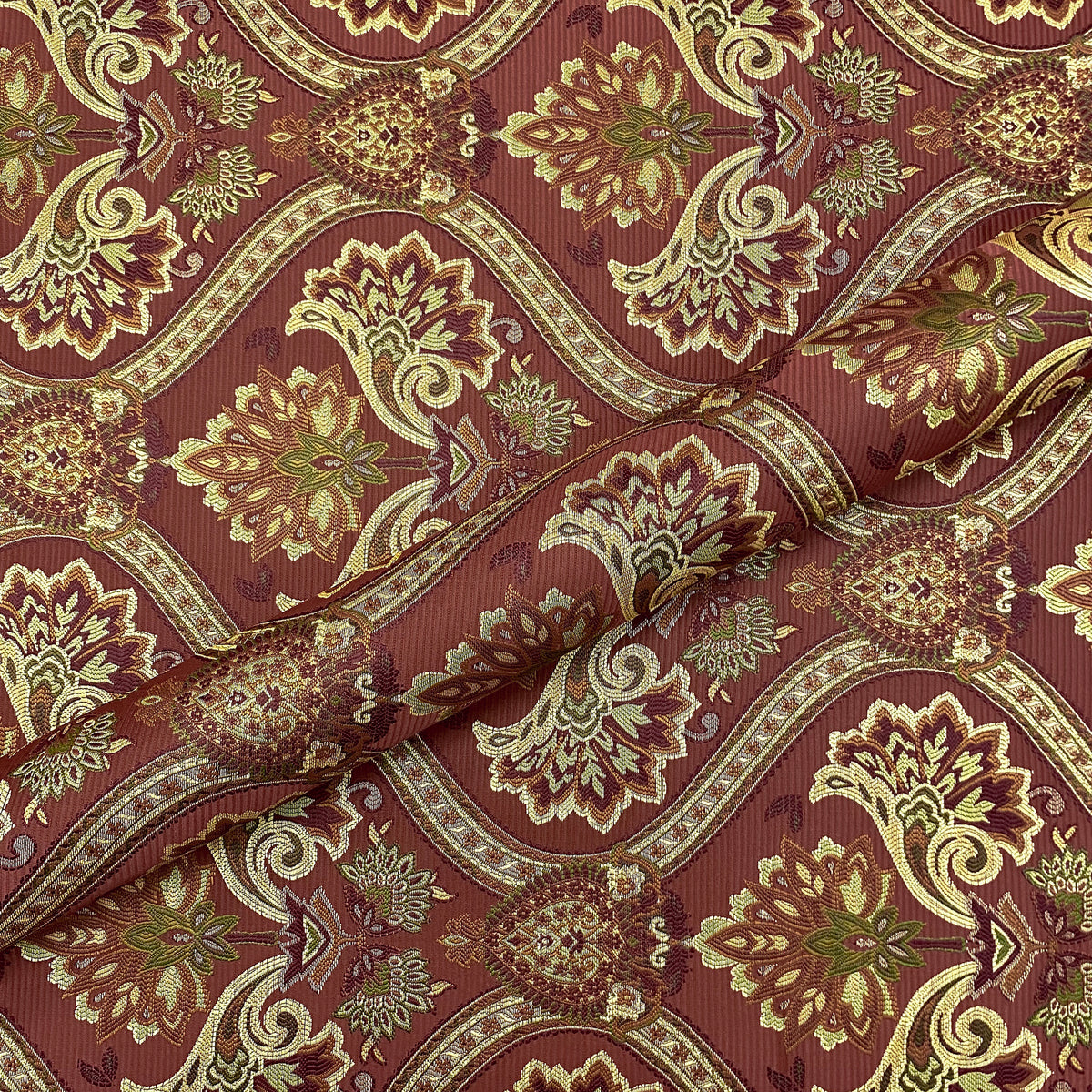 Maroon Traditional Floral Damask Upholstery Fabric 54" – Plankroad Home ...